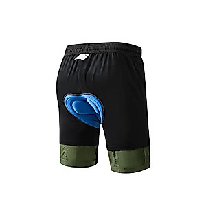 BALEAF Men's Mountain Bike Shorts Loose-fit Bicycle Shorts, Cycling 3D Padded Gel MTB Biking Lightweight SPF 50+ ArmyGreen Size XL