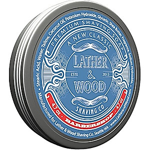 Lather & Wood Shaving Soap - Barbershop - Simply the Best Luxury Shaving Cream - Tallow - Dense Lather with Fantastic Scent for the Worlds Best Wet Shaving Routine. 4.7 oz (Barbershop)