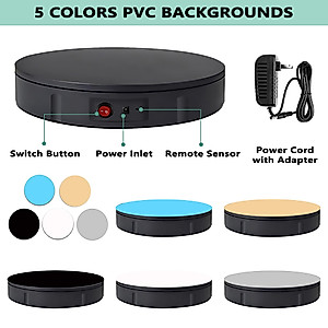 Prolee 360 Degree Rotating Turntable 12 Inch, 320lbs Capacity for Photography, Heavy Duty, Automatic Remote Control Display Platform with 5 Colour Surface Covers and Carry Bag