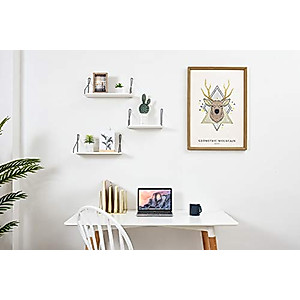 Emmastar Products Industrial Floating Shelves Modern White 3 Pack Piece Set with Easy Install Option or Traditional Screw Mounting