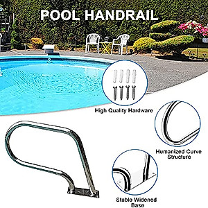 BTZHY Swimming Pool Handrails, 304 Stainless Steel Spa Handrail, Pool Safety Rail Humanized Easy to Maintain Pool Railings for Garden Backyard Pools (1PCS)