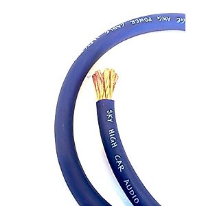 5 ft CCA 1/0 Gauge Oversized Blue Power Ground Wire Sky High Car Audio