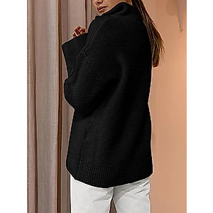 LILLUSORY Women's Black Oversized Quarter Half Zip Up Pullover Sweaters 2023 Fall Cashmere Fuzzy Knit Chunky Warm Light Lightweight Trendy Clothes Outfits