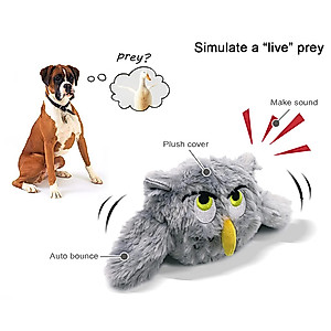 YOOGAO Pet Interactive Dog Toy, Plush Electric Dog Toy, Vibrating and Squeaky, Battery Operated, Prevent Boredom for Pets (Owly)