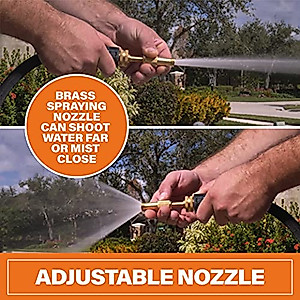 Bionic Flex PRO 50’ Garden Hose, Heavy Duty & Lightweight Weatherproof Garden Water Hose with Brass Fittings & Adjustable Brass Spraying & Shooting Nozzle, 500 PSI Tear Resistant, Kink Free Hose