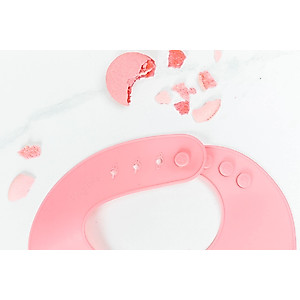 DAISY FRILLS Silicone Baby Bibs Infant Toddler Feeding | Muted Pink Multi Set Pack Of 3 | Waterproof, Durable, Adjustable, Soft!…