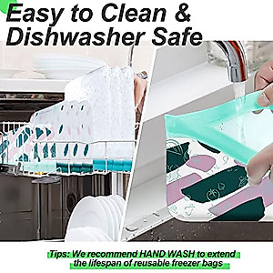 8-Pack Reusable Freezer Bags Silicone, Reusable Sandwich Bags and Reusable Snack Bags for Kids Travel/Home Organization, Reusable Food Storage Bags Dishwasher Safe/BPA Free