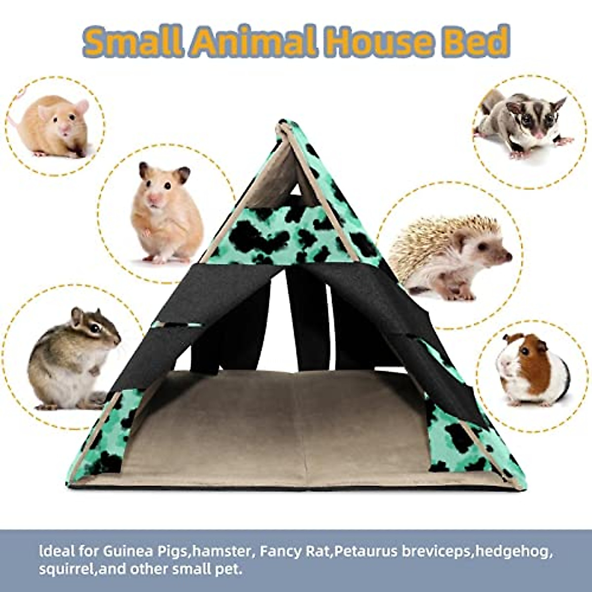 Leopard, Hamster House Habitat Bed for Small Animal Hamster Gerbils Chipmunks Squirrels Hedgehogs Guinea Pigs Habitat Decor