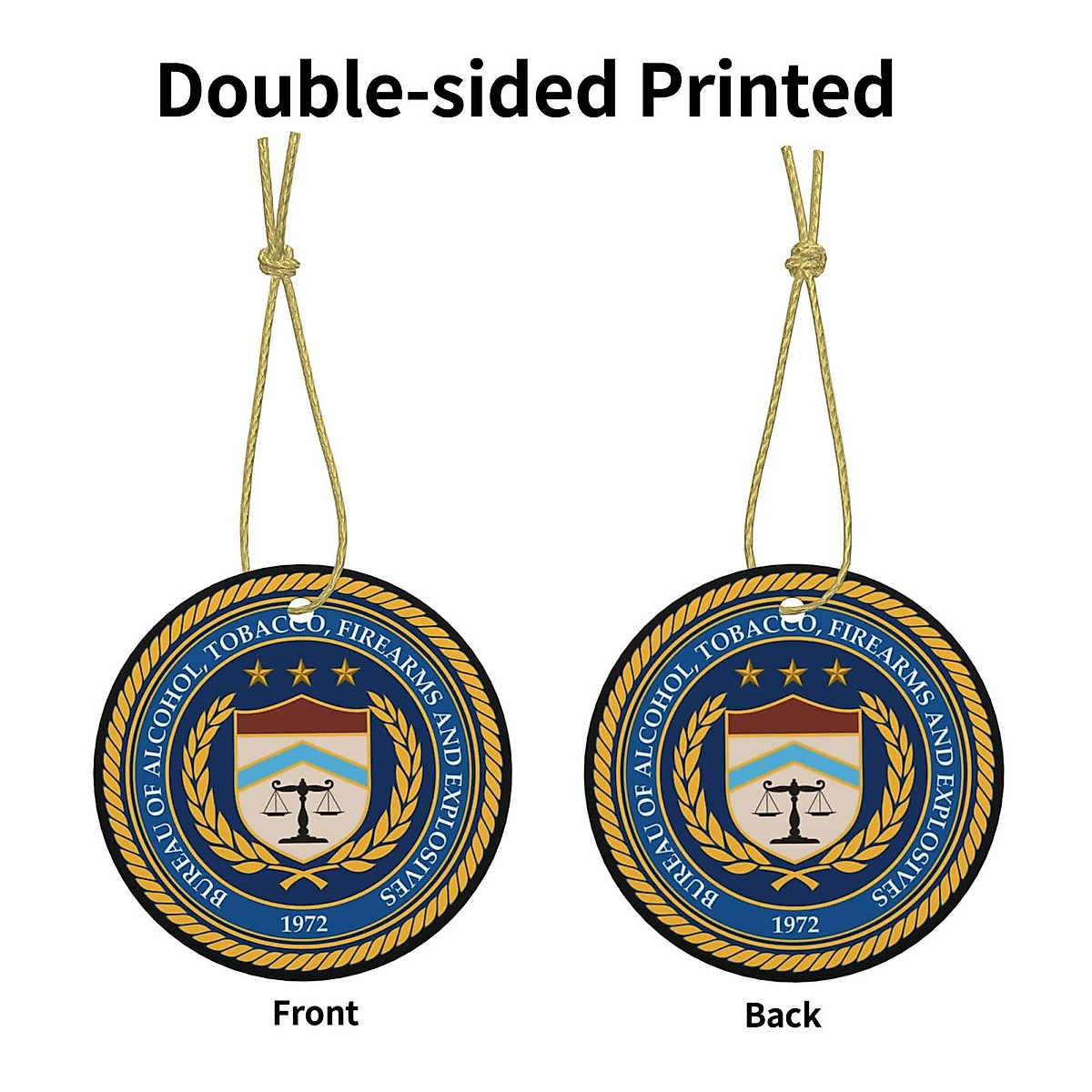 US Bureau of Alcohol Tobacco and Firearms ATF Charming Ceramic Christmas Tree Hanging Ornaments 2.9in Elevate Home Decor Indoors Outdoors