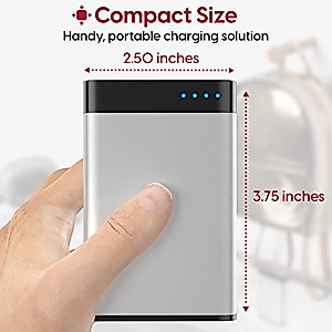 TALK WORKS Portable Charger Power Bank Compatible w/ iPhone 13/Pro/Pro Max, 14/Plus/Pro/Pro Max, 12, 11, XR, XS, X, 8, 7, 6, SE, iPad, Android, Samsung - External Cell Phone Backup Supply (Silver)