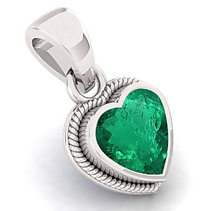 SirDaksh 3.25 Carat Natural Emerald Heart Shape Locket Necklace For Women