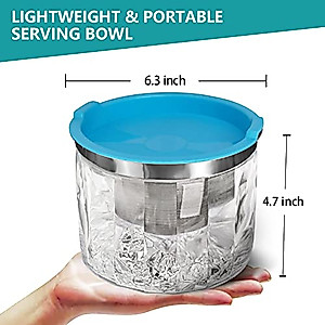 INNOVATIVE LIFE Ice Chilled Dip Bowl 2Pack, 25oz Stainless Steel Serving Bowl with Acrylic Base, Iced Salad Bowl for Fruit, Sauces, Dressing