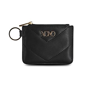 XOXO Women’s Wallet Mini Black Vegan Leather Quilted Pattern Key Card Id Coin Case, XW321356G-42-A02