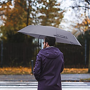 SY COMPACT 2 PACKS Travel Umbrella Automatic Windproof Folding Compact Umbrellas (Black + Grey)