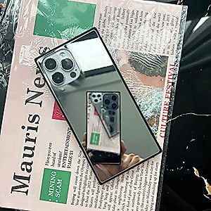 VAOXTY Compatible with iPhone 14 Pro Max Case Square Mirror Case Cute for Women Girls Makeup Glass Mirror Back Design Fashion Luxury Slim Thin Protective Cover Phone Case