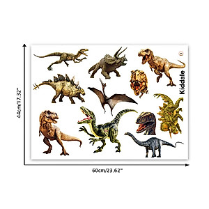 Kiddle 3D Watercolour Dinosaur Kids Wall Stickers, Peel and Stick Removable Wall Decals for Kids Nursery Bedroom Living Room
