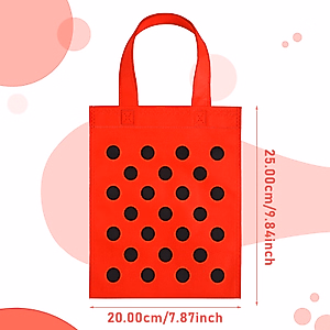 Sumind 24 Pieces Ladybug Party Favors Bags Ladybug Watermelon Goodie Gift Bags Red Black Polka Dot Non Woven Bag with Handles for Birthday Party Decoration Supplies