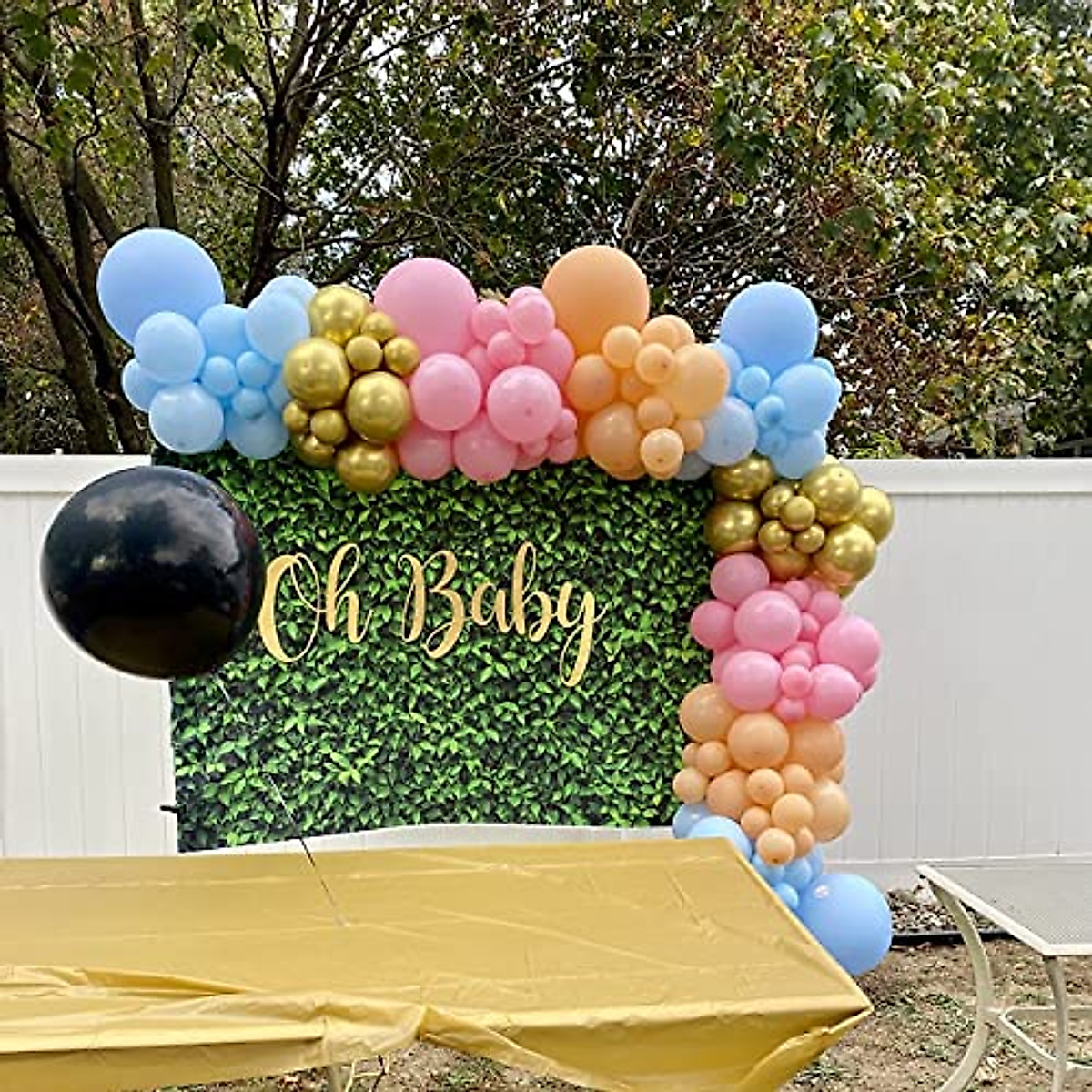 Cenven Oh Baby Green Leaves Wall Backdrop Green Grass Baby Shower Photography Background Baby Newborn Announce Pregnancy Birthday Party Decorations Supplies Photo Studio Props 7x5FT