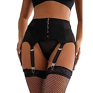 Love Salve Lingerie for Women - Sexy 2-Piece Garter Belt Set with Lace & Adjustable Straps - Valentine's Day Lingerie Women - Garter Belt with Stockings for Women - Perfect Fit & Curves Enhancement