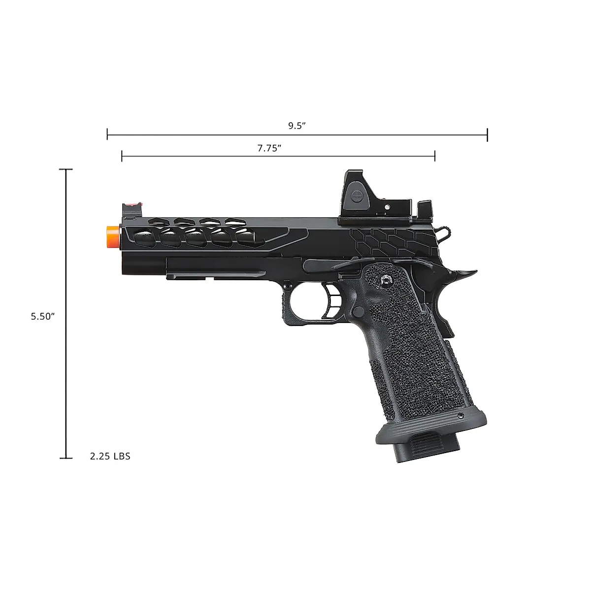 Lancer Tactical STRYK Hi-Capa 5.1 Gas Blowback Airsoft Pistol with Red Dot Reflex Sight