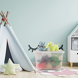 Jekiyo 50 Liter Clear Storage Bin on Wheels, Large Plastic Latching Box, 6 Pack