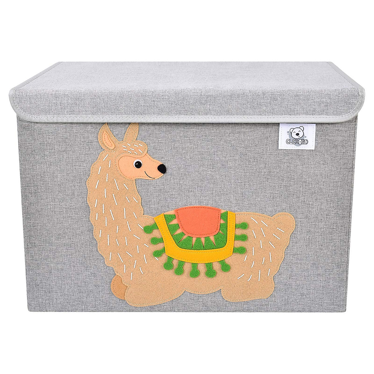 CLCROBD Foldable Large Kids Toy Chest with Flip-Top Lid, Collapsible Fabric Animal Toy Storage Organizer/Bin/Box/Basket/Trunk for Toddler, Children and Baby Nursery (Llama)