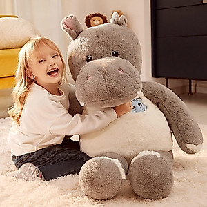 IKASA Giant Hippo Stuffed Animal - 30" Jumbo Plush Toy, Soft & Cute for Kids, Boys & Girls (Gray)