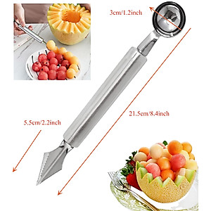 Generic 3-in-1 Watermelon Fork Slicer Cutter, 104Pcs Watermelon Forks Cutter Slicer Tool Kit, Stainless Steel Watermelon Melon Baller Scoop Popsicle Cutter Tool Knife Fruit Forks for Camping Kitchen