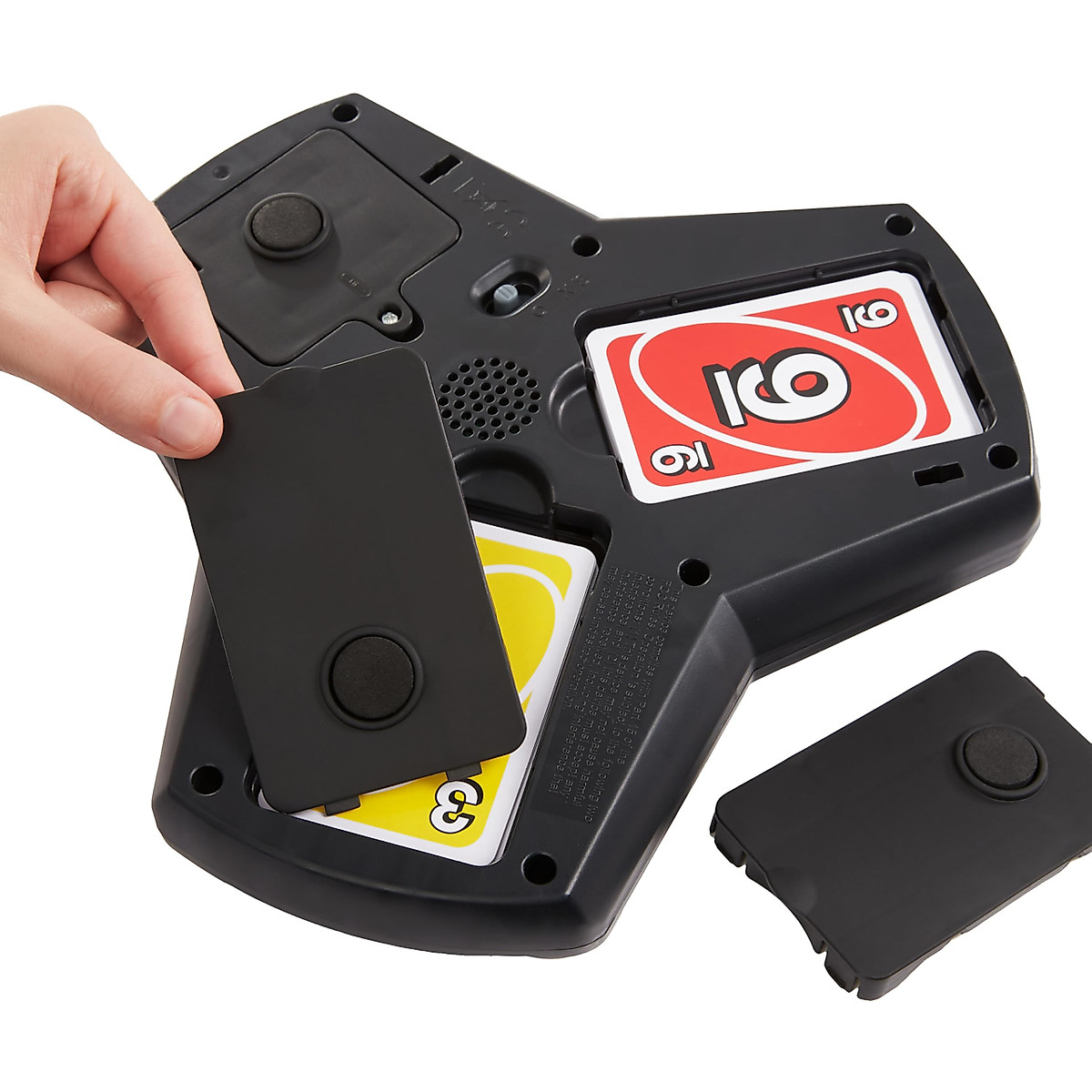 Mattel Games UNO Triple Play Card Game for Family Night with 3 Discard Piles, Lights & Sounds, Special Stealth Mode