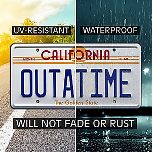 Back to The Future | Delorean | Outatime | Metal Stamped Vanity Prop License Plate