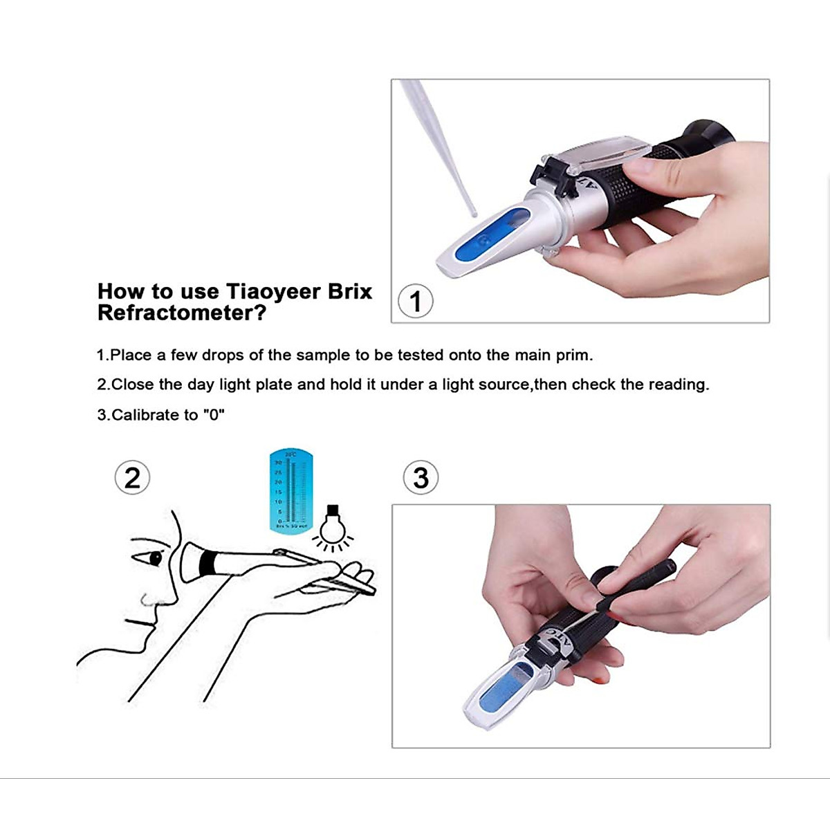 Brix Refractometer with ATC Digital Handheld Refractometer for Homebrew Wort Beer Wine Fruit Sugar, Dual Scale-Specific Gravity 1.000-1.130 and Brix 0-32% (Black)