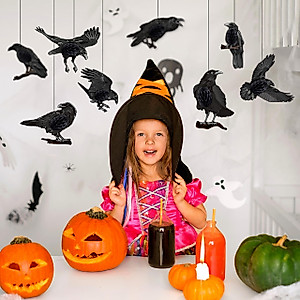 Halloween Black Crows Decorations Honeycomb Paper Cutouts Halloween Tree Hanging Decorations Bird Raven Banner Garland Centerpiece for Halloween Birthday Baby Shower Wedding Party Supplies (Raven 10P)