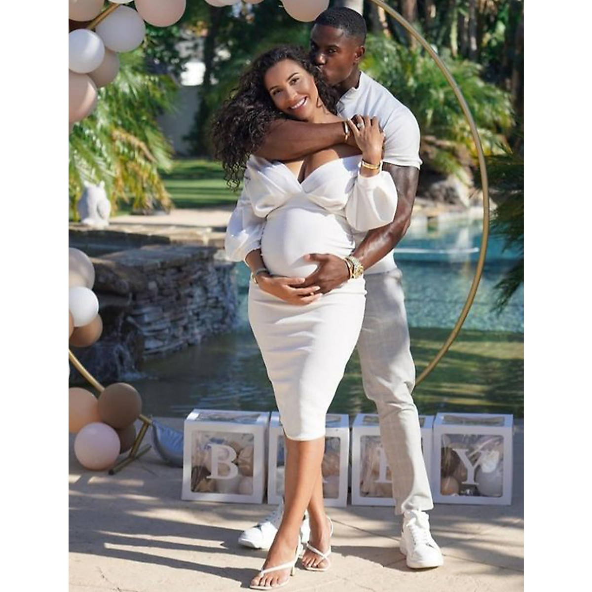 Peauty Maternity Dress for Photoshoot Baby Shower Dress Maternity Shapewear Underwear Support Belly Bands for Pregnant Maternity Skirt Panties Gender Reveal Dress Baby Shower Dress for Mom be(Nude M)