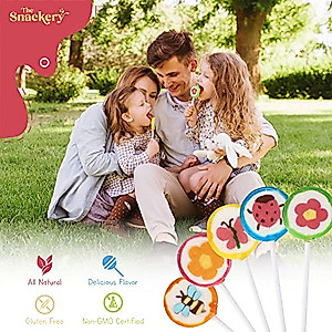 Handmade Strawberry Flavored Critter Lollipops, Fun Assorted Critters, Butterfly, Lady Bug, Bumble Bee, and Flower Suckers (9.5 OZ)