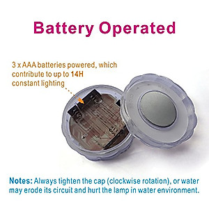 Durawell Color Changing Submersible LED Lights, 13 Colors 4 Modes Battery Powered Underwater LED Lights for Pools Ponds (4 Packs)