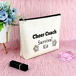 Cheer Coach Thank You Gift Cheerleader Coach Gift for Women Makeup Bag Cheerleading Coach Gift Cheer Mom Appreciation Gift Cosmetic Bags Christmas Thanksgiving Gift for Her Travel Makeup Pouch