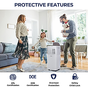 COSTWAY Portable Air Conditioner, 8000 BTU Ac Unit Spaces up to 230sq.ft, with Remote Control, 24H Timer & Window Venting Kit, Sleep Mode, Suitable for Bedroom, Living Room, Office (8000BTU, White)