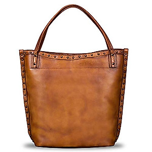 IVTG Genuine Leather Shoulder Bag for Women Work Tote Vintage Handmade Top Handle Large Capacity Handbag Satchel Purse (Brown)