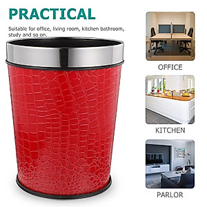 NUOBESTY Retro Trash Can 5L Small Waste Paper Basket Waste Container Bin Garbage Container for Bathroom, Bedroom, Office(Red)