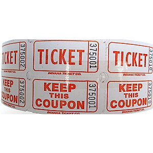 Raffle Tickets 2000 per Roll 50/50: Easy 2 Read Tangerine