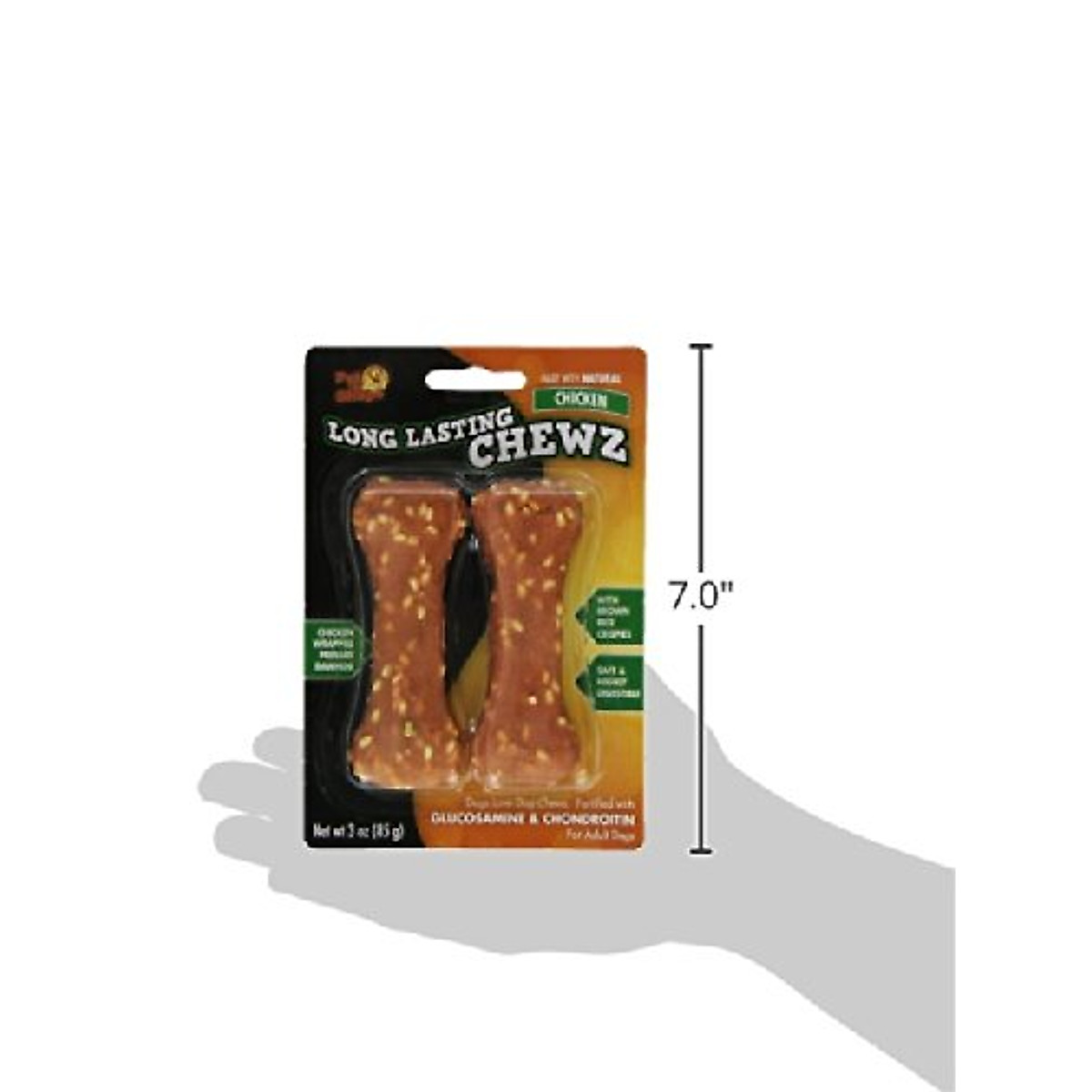 Pet 'n Shape Long Lasting Chewz Dog Treats - Chicken Wrapped Rawhide 6 Bones 4 Inch Long