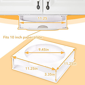 Aucuqu 10-inch Paper Plate Dispenser, Under Cabinet Plastic Dish Holder | Lightweight& Sturdy - White
