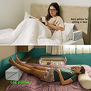 HITHSM Wedge Pillow Headboard Bed Gap Filler Crack Pillow Mattress Gap Filler Wedge (Navy, Queen Pillow)