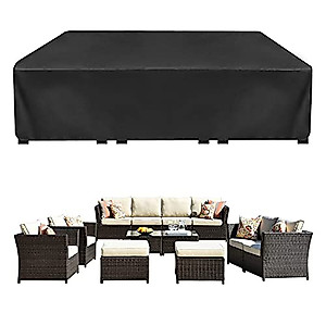 DMGOI Patio Furniture Cover Waterproof Outdoor Furniture Cover for Table and Chairs Set, 420D Waterproof Cover with 4 Windproof Buckles Fits for 12 Seats (124''Lx63''Wx29''H)