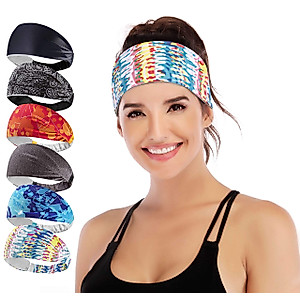 IUGA Headbands for Women, Non-Slip Workout Sweatbands for Running, Sports, Biking, Yoga Headbands for Women, Bike Helmet Friendly Hairbands,Ultra Stretch, 6 Pack