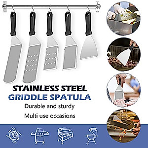 Griddle Accessories Kit of 16, HaSteeL Stainless Steel Teppanyaki Tools for Flat Top Grill Hibachi Camping BBQ, Heavy Duty Metal Spatulas, Chopper, Steak Knives, Bottles, Carrying Bag, Easy to Clean