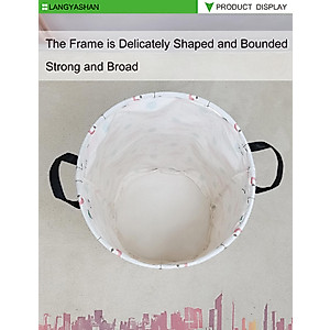 LANGYASHAN Laundry Basket Canvas Fabric Collapsible Organizer Basket for Storage Bin Toy Bins Gift Baskets Bedroom Clothes Children Nursery Hamper (Round Flamingo)