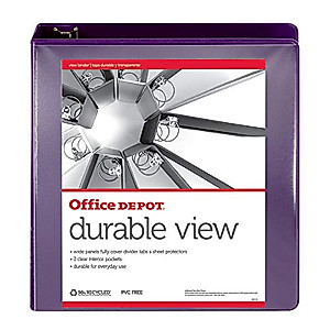 Office Depot Nonstick Round-Ring View Binder, 2in. Rings, 100% Recycled, Purple, OD06620