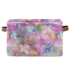 ALAZA Vintage Plants Flowers Willow Berry Florals Storage Basket for Shelves for Organizing Closet Shelf Nursery Toy, Fabric Collapsible Storage Organizer Bins Decorative Baskets with Handles Cubes