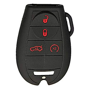 RUNZUIE Silicone Keyless Entry Remote Key Fob Cover Case Protector Fit for Jeep Grand Cherokee Commander Dodge Challenger Charger Durango Grand Caravan Journey Magnum 5 Buttons